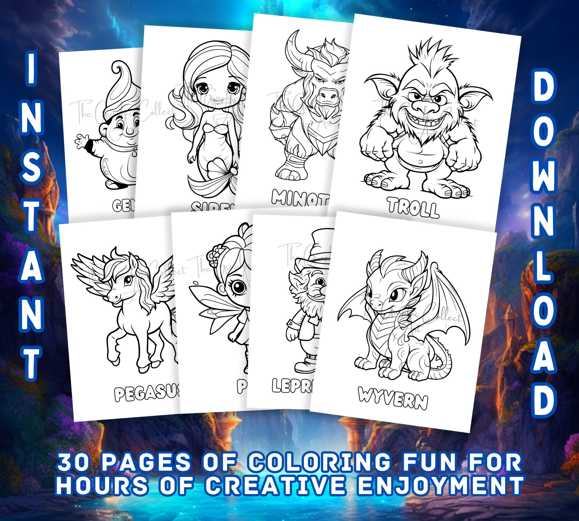 30 Fantasy Creatures Coloring Pages Coloring for Boys Coloring Gift ...