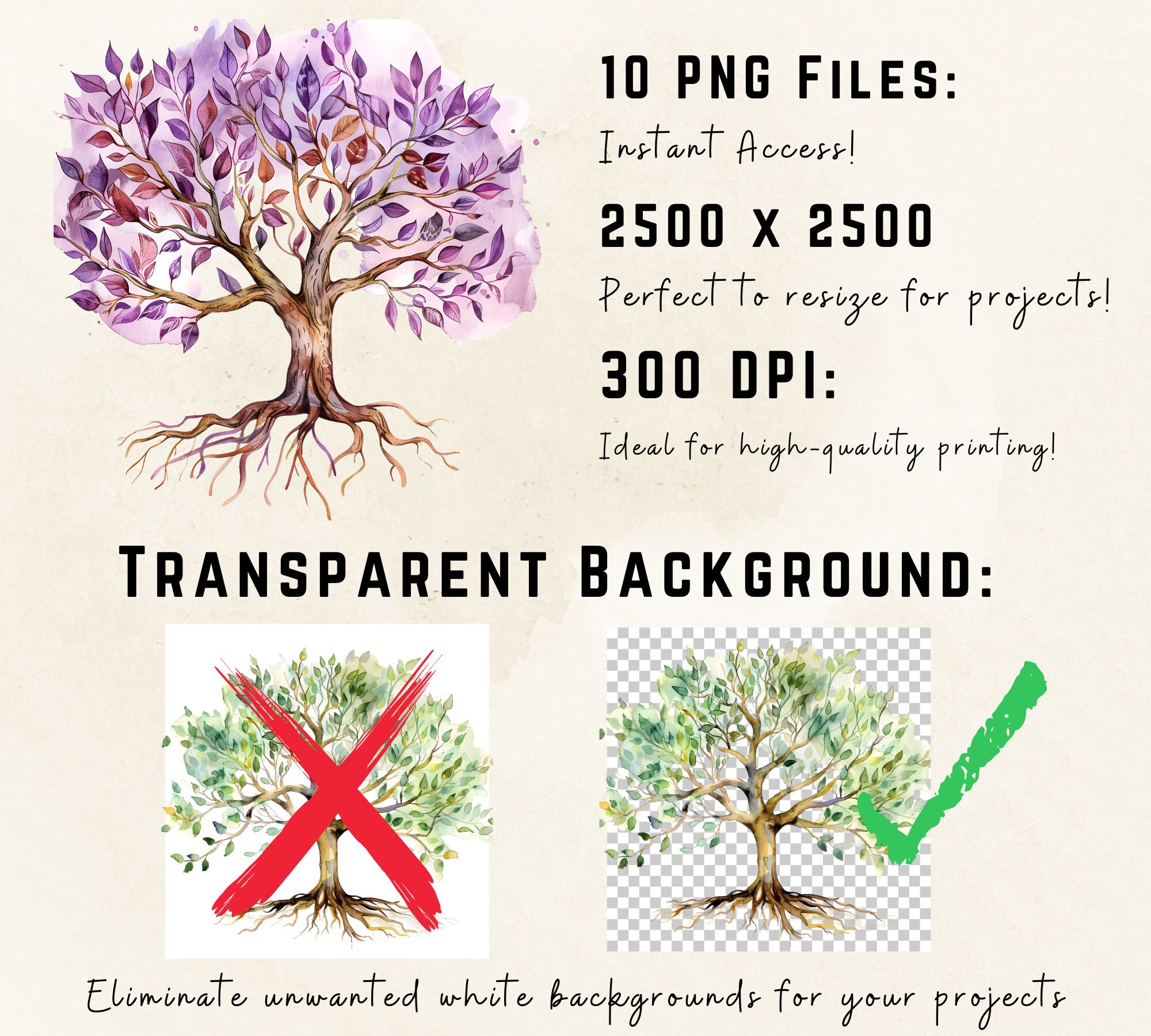 Mystical Tree Watercolor Cliparts Mystical Tree Art Tree Clipart Tree ...