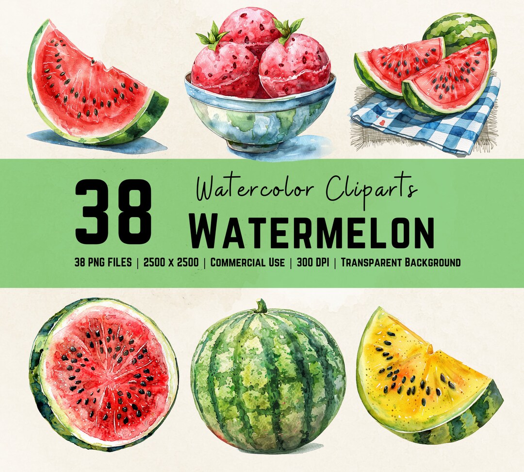 Watercolor Watermelon Cliparts Watermelon Clipart Watermelon PNG Fruit ...