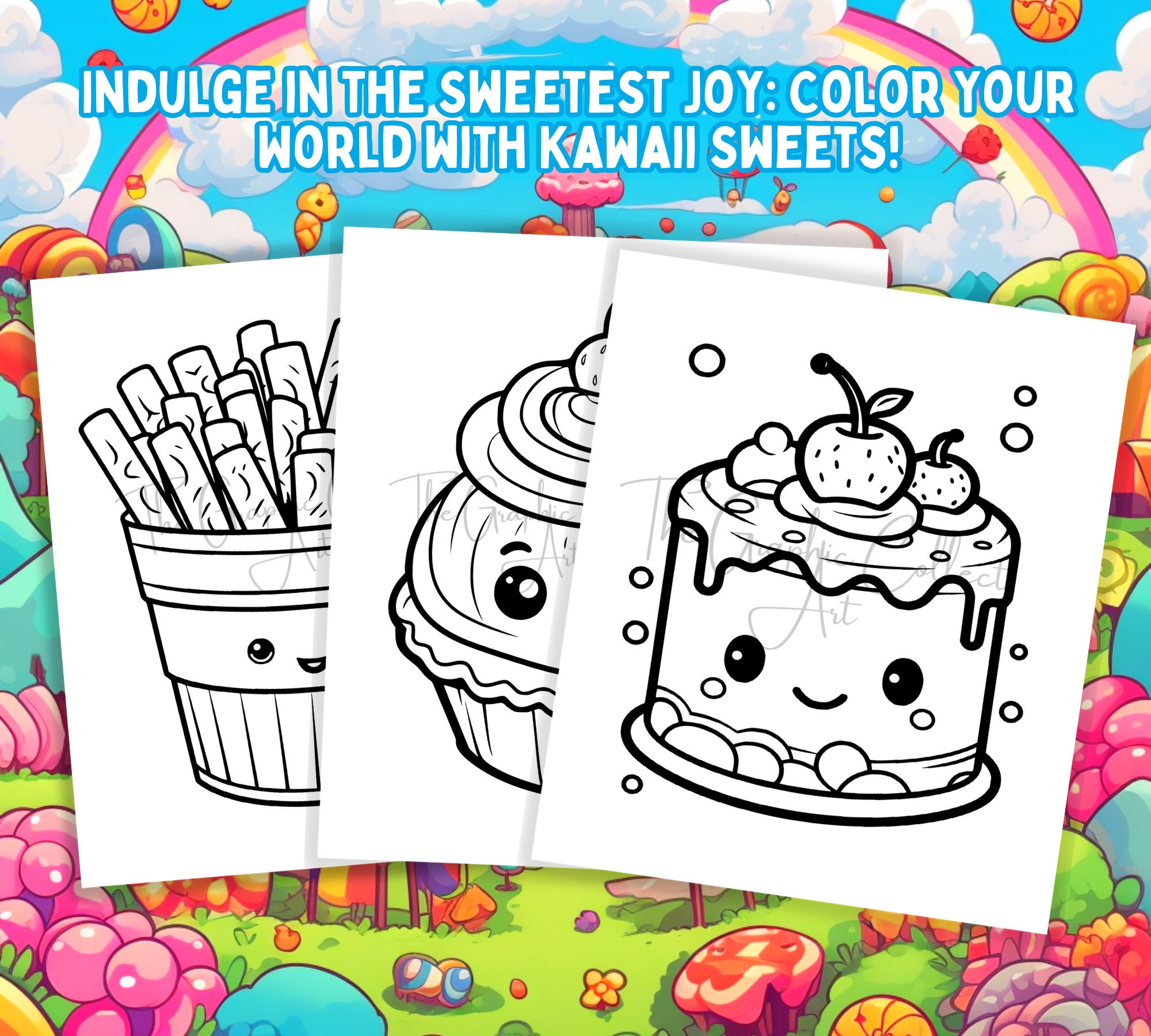 Kawaii Sweets Coloring Pages Digital Download Printable PDF - Etsy