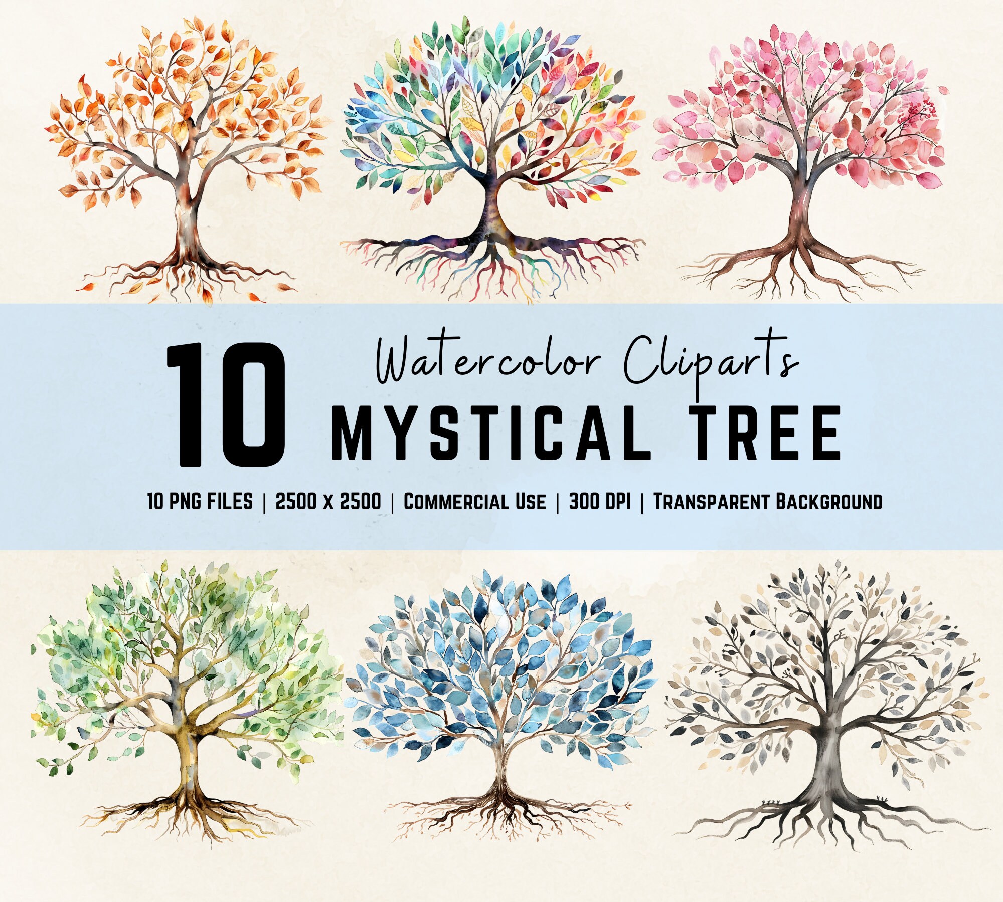 Mystical Tree Watercolor Cliparts Mystical Tree Art Tree Clipart Tree ...