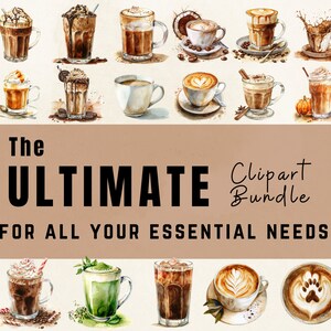 Watercolor Coffee Clipart Bundle Cafe Clipart PNG Espresso Clipart ...