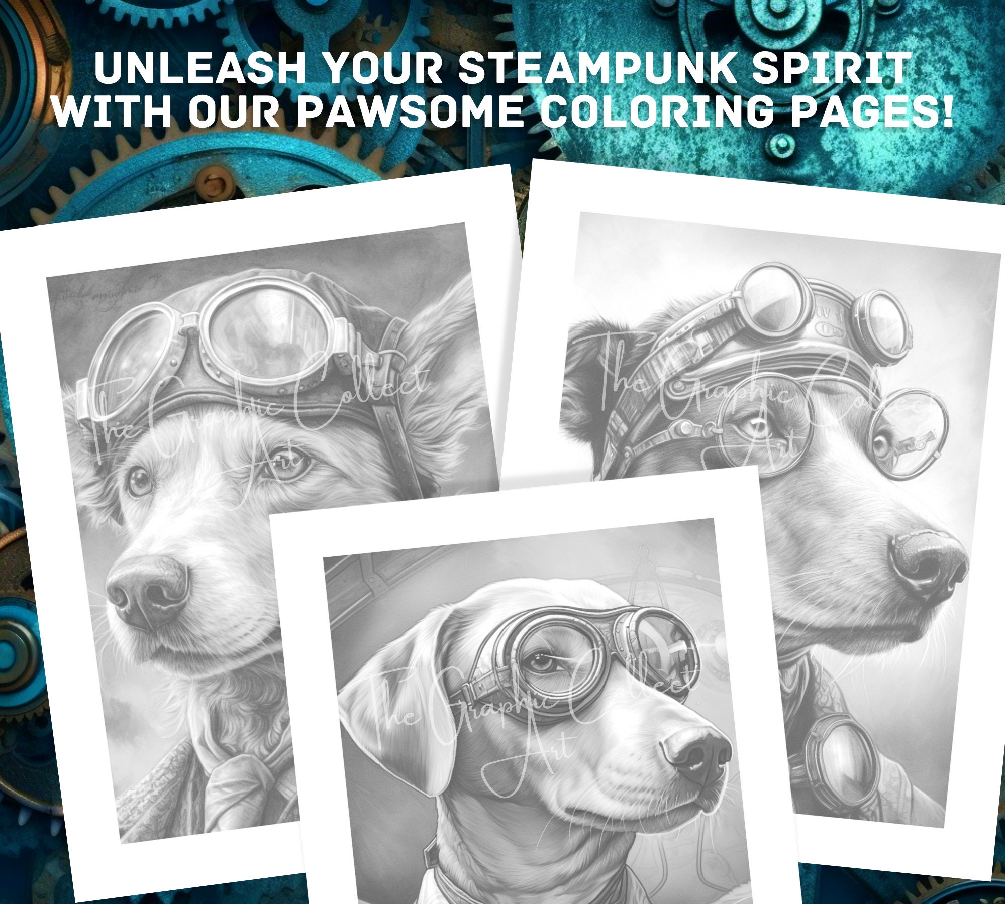 25 Steampunk Dog Coloring Pages Creative Fantasy Art Coloring ...