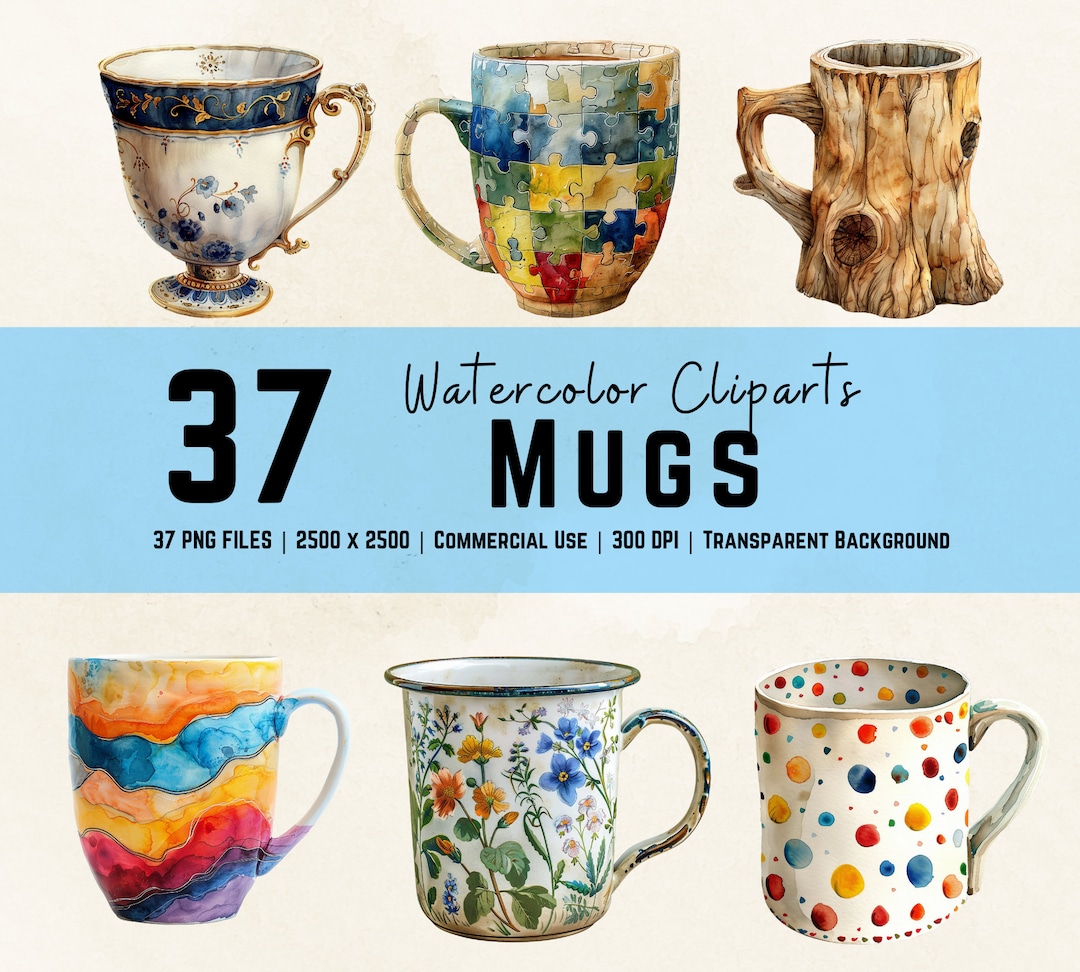 Watercolor Mug Clipart Mug Clipart Mug PNG Mug Art Coffee Mug Art Tea ...