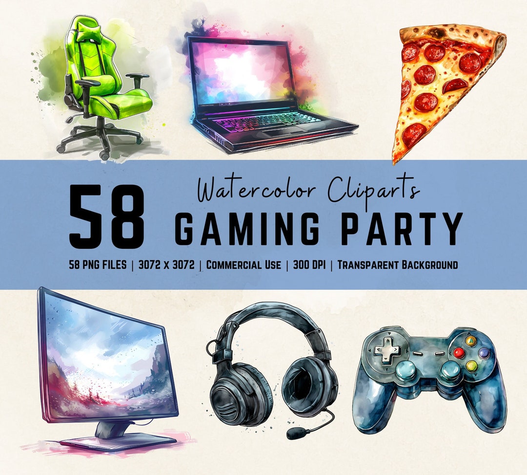 Gaming Party Clipart Bundle Food Graphics Gamer Icons Video Game ...