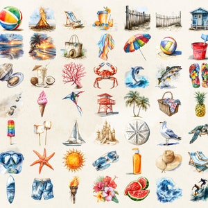 Beach Party Clipart Bundle | Commercial Use | Instant Download PNG ...