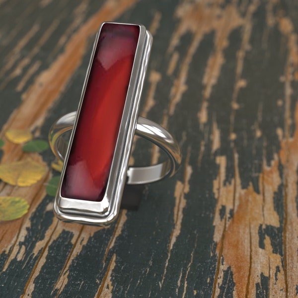 Rectangle Stone Ring - Etsy