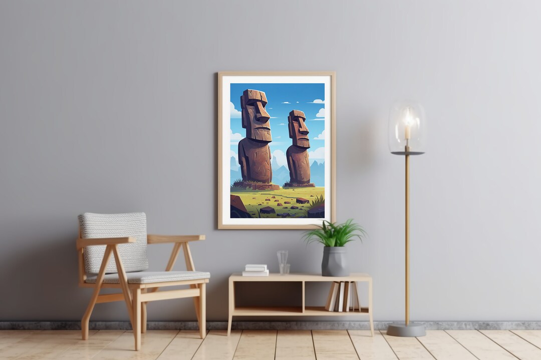 Moai Statue Print, Easter Island Wall Decor Poster, Chile Poster, Home ...