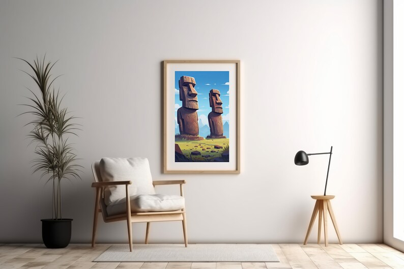 Moai Statue Print, Easter Island Wall Decor Poster, Chile Poster, Home ...