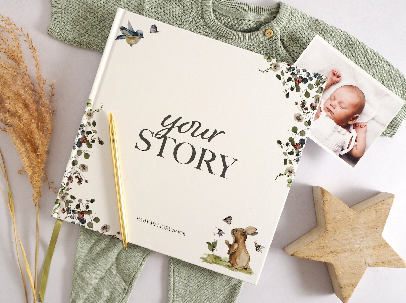 Baby Memory Book, 132 Page Record Book & Photo Album for Newborn Baby ...