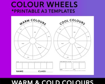 Warm & Cold Color Wheel ADVANCED A3 Printable Template Color Theory Art ...