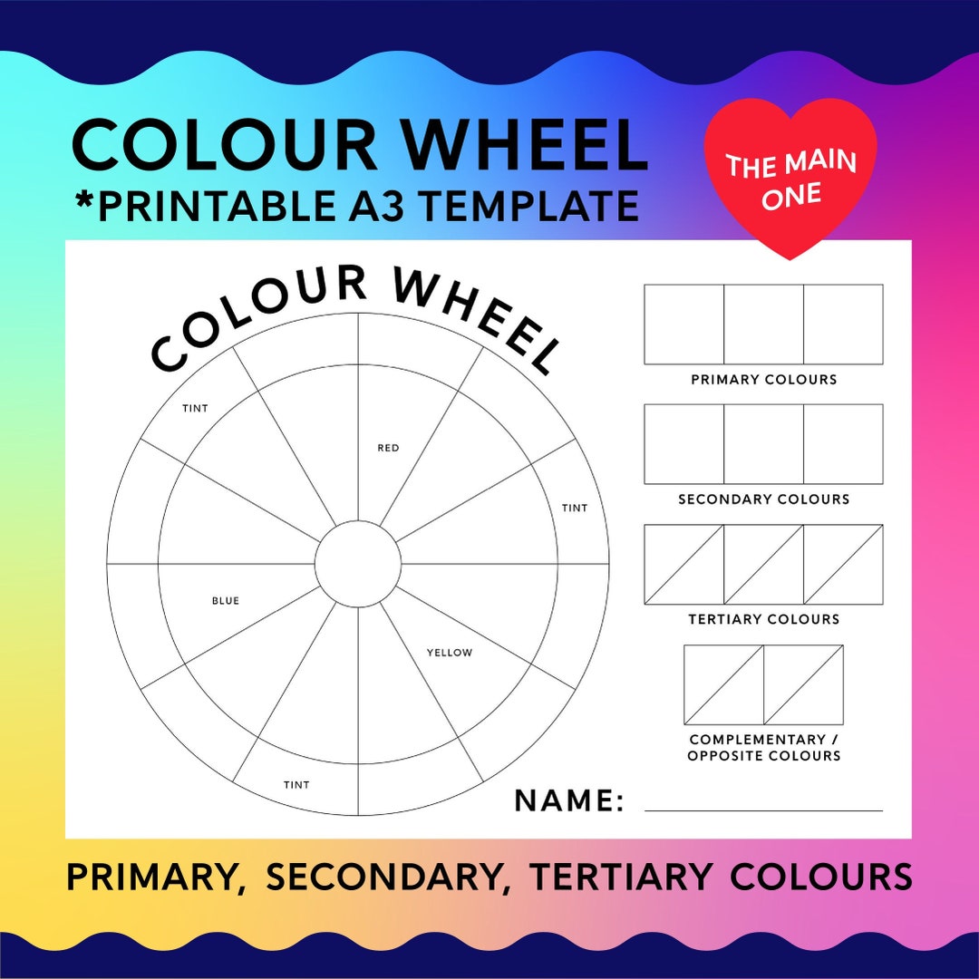 COLOUR WHEEL | the MAIN One | Printable A3 Template | Colour Theory ...
