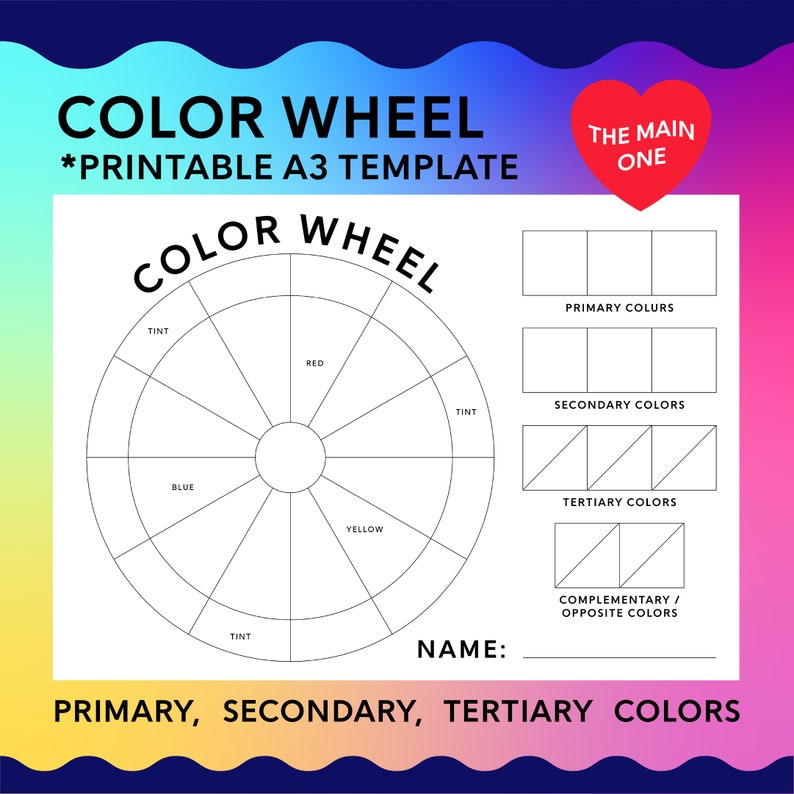 COLOR WHEEL | the MAIN One | Printable A3 Template | Color Theory ...