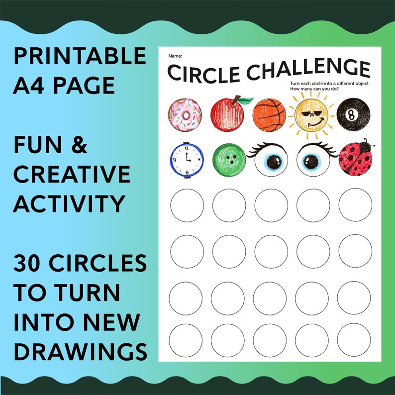 THE CIRCLE CHALLENGE Fun Art Imagination Activity Quick - Etsy