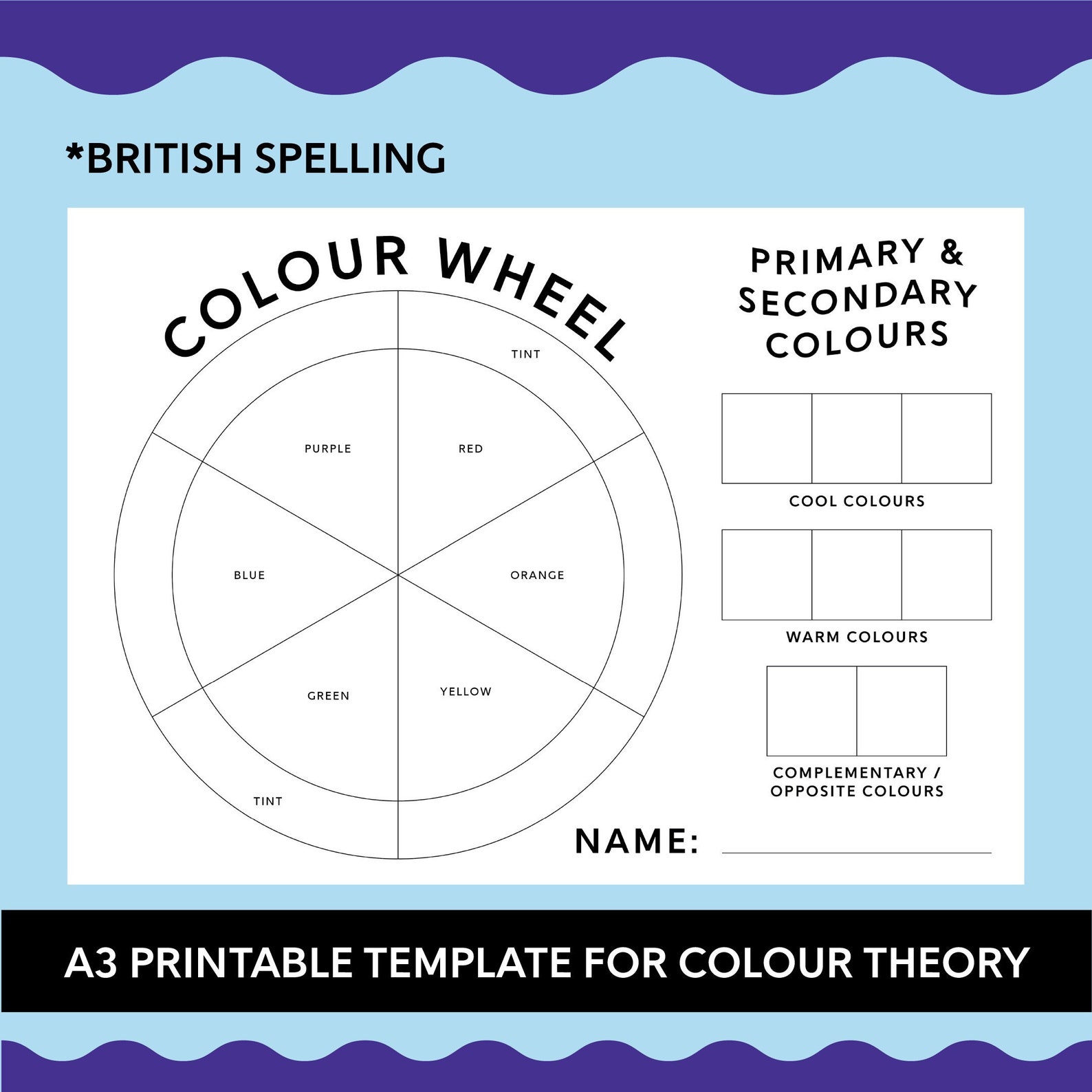 A3 Printable Colour Wheel Template [british] | Basic Primary ...