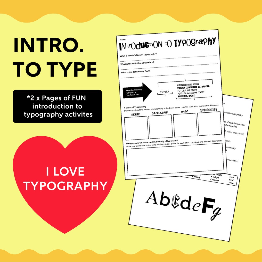 INTRODUCTION TO TYPOGRAPHY | 2 Page Worksheet + Answers | Design & Art ...