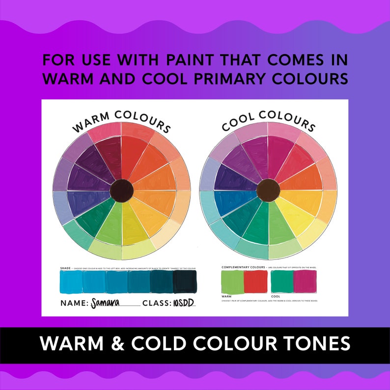 Warm & Cold Colour Wheel ADVANCED | A3 Printable Template | Colour ...