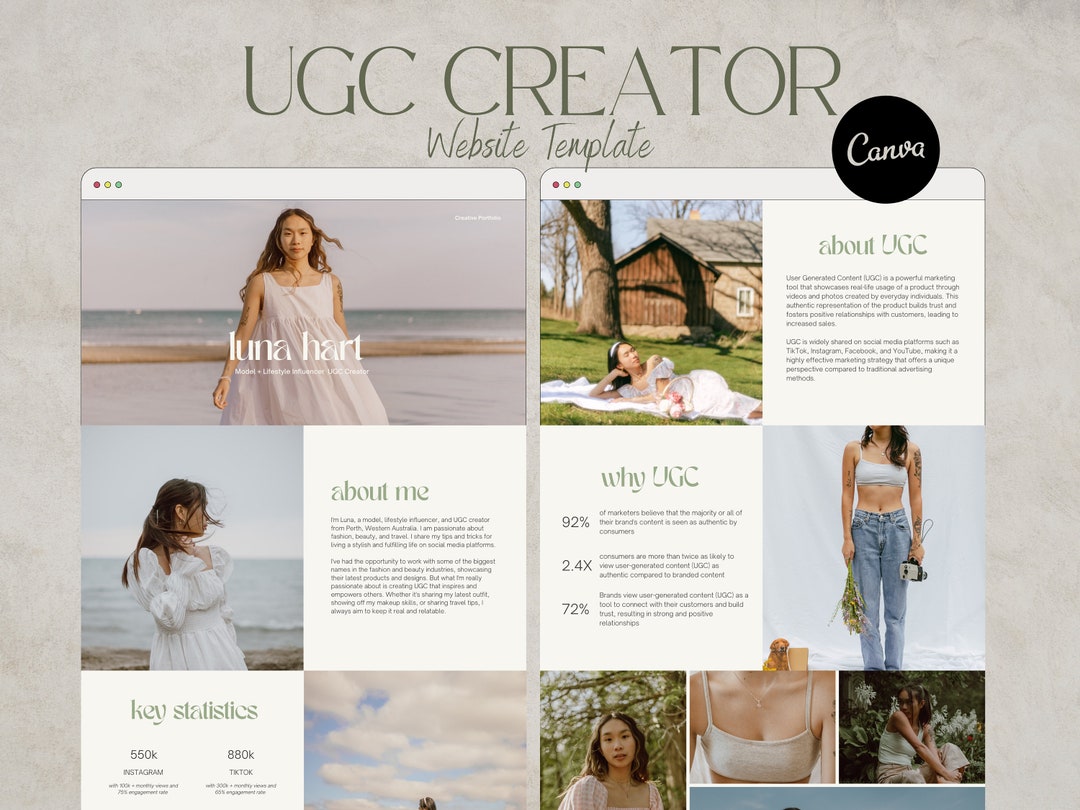 Minimalist UGC Website Template: Canva Portfolio (digital Download) - Etsy