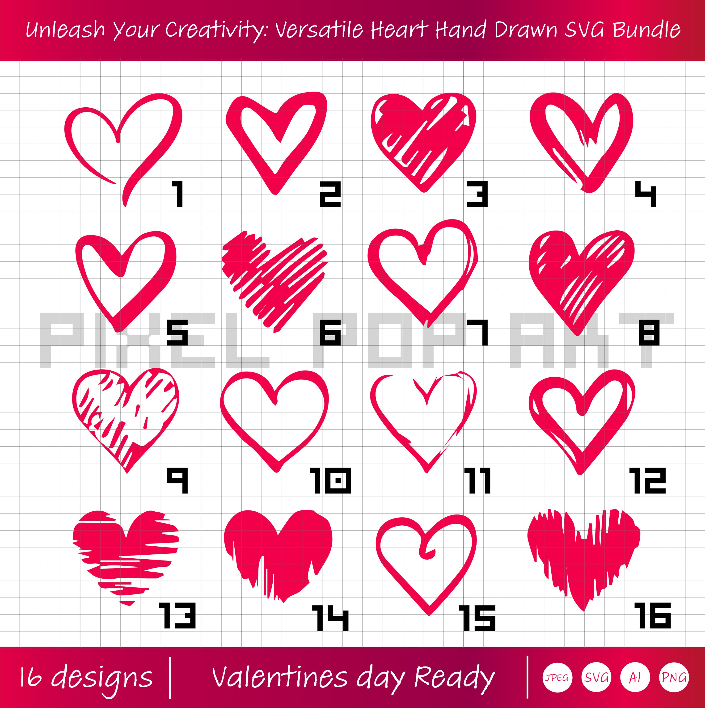 Hand Drawn Heart SVG, PNG, Jpeg,ai Instant Download, Digital Download ...