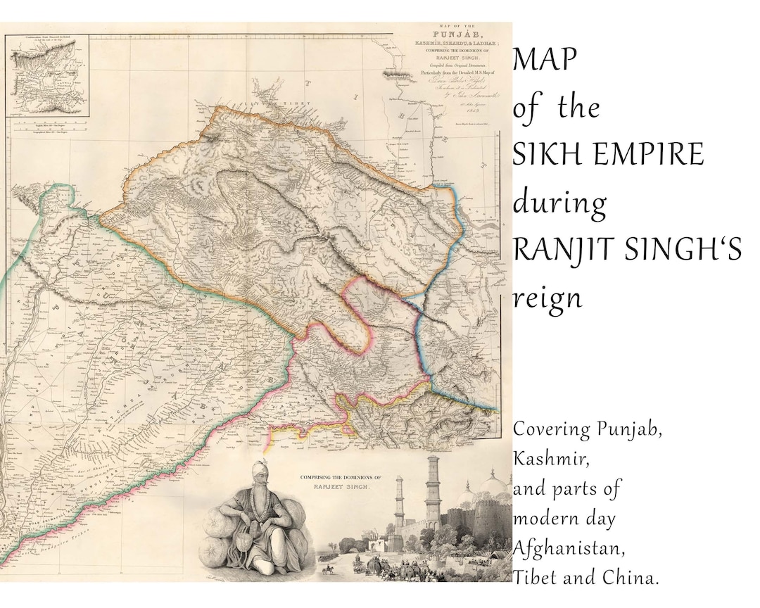 Sikh Empire Map During Ranjit Singh's Reign (digital Download) - Etsy