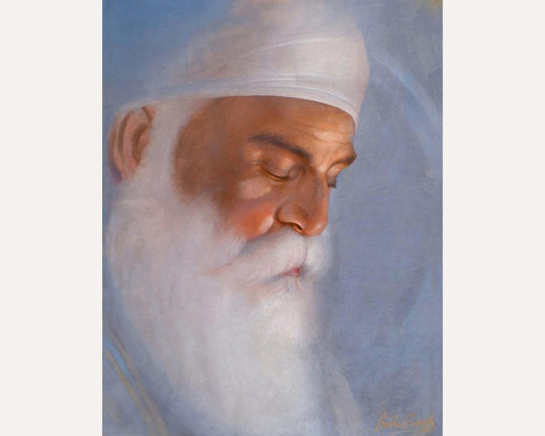 Guru Nanak Dev JI, Guru Gobind Singh Ji by Sobha Singh, Vintage Oil ...