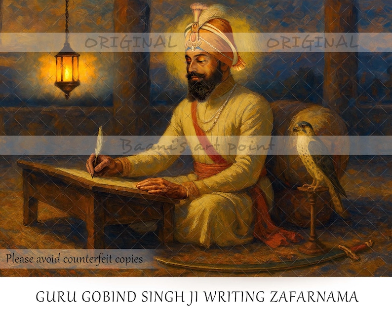 Guru Gobind Singh Ji Writing Zafarnama: Sikh Wallart, Original Handmade ...