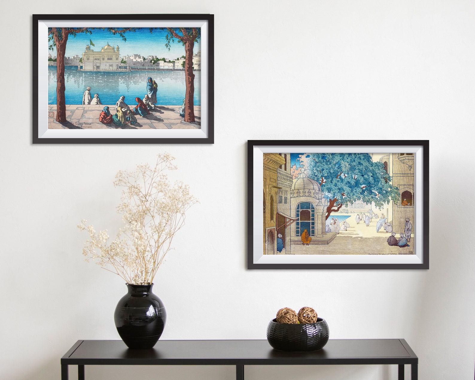 SET OF TWO Golden Temple, Woodblock Prints by Charles W Bartlett ...