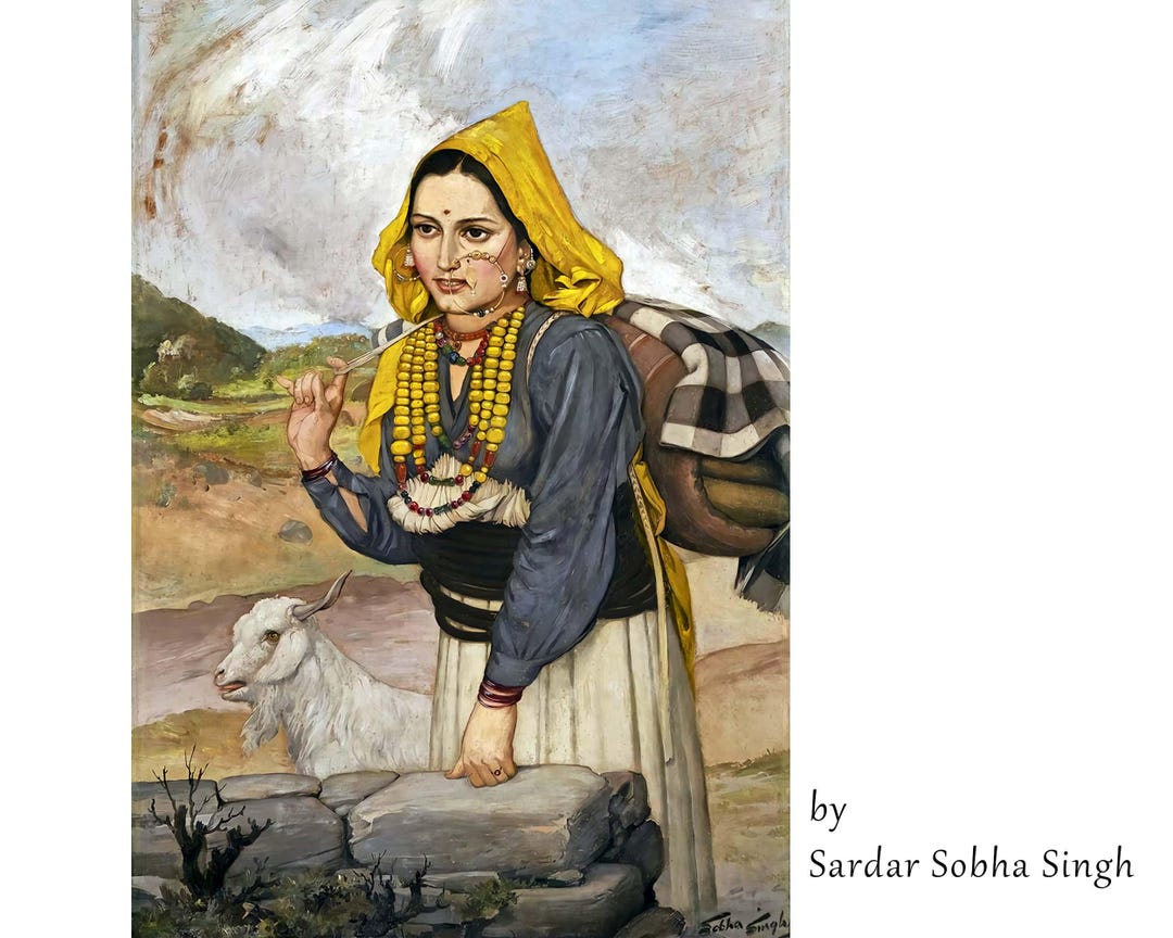 A Punjabi Girl by Sardar Sobha Singh, Sikh Traditional Artwork, Instant ...