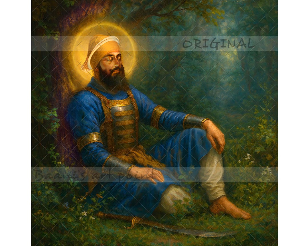 Guru Gobind Singh Ji in Machhiwara Forest, Sikh Wall Art, Punjabi ...