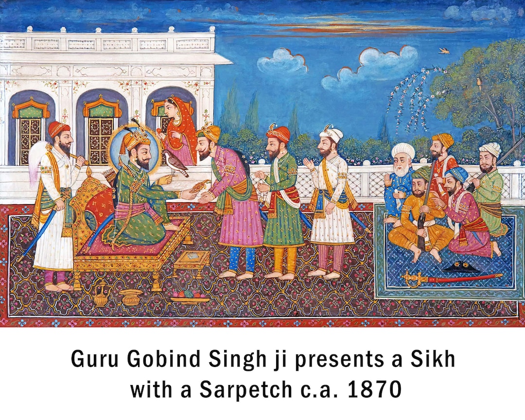 Guru Gobind Singh Ji Presents a Sikh Noble With a Sarpetch C.a. 1870 ...
