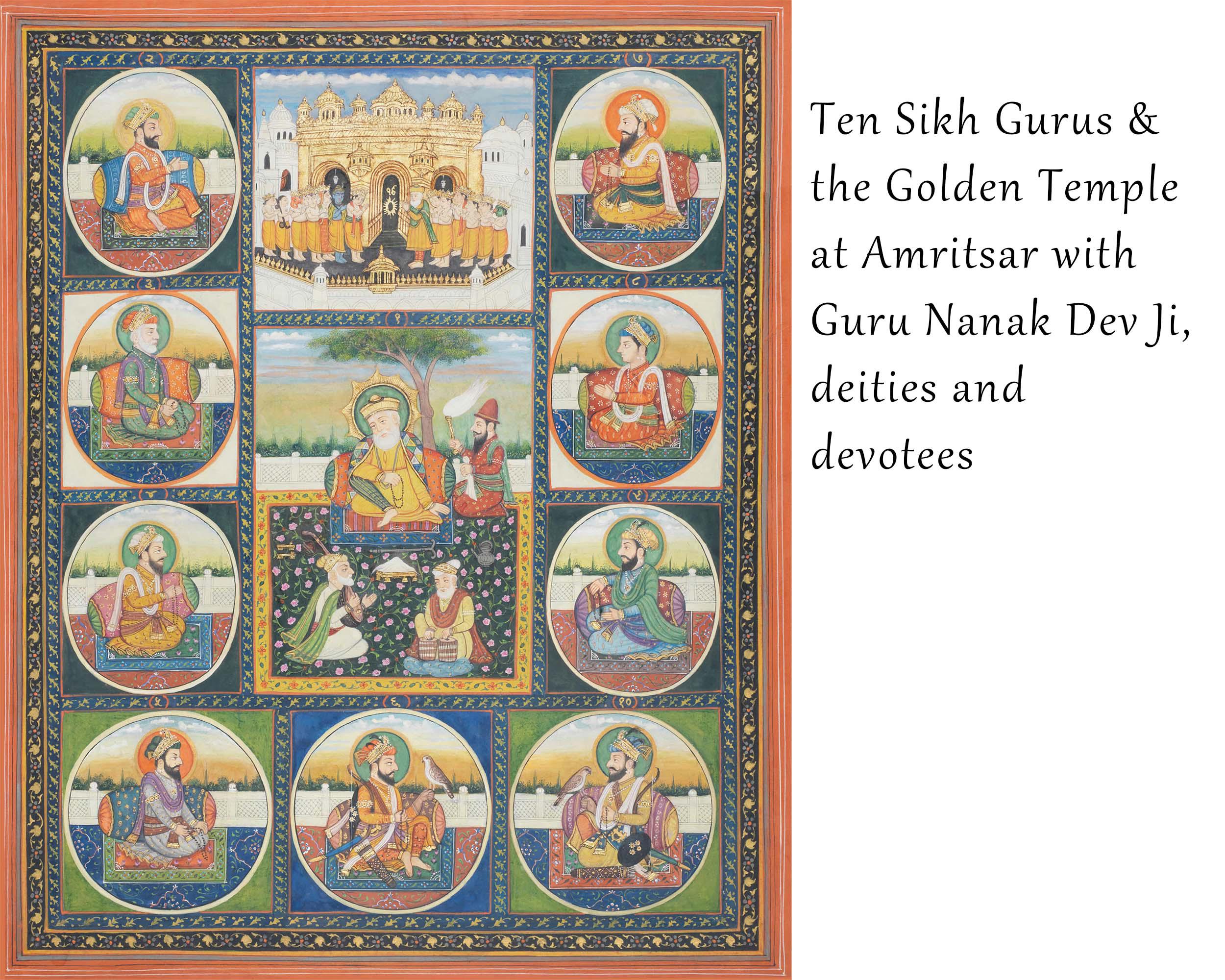Vintage Painting of the TEN SIKH GURU'S, the Golden Temple, Guru Nanak ...