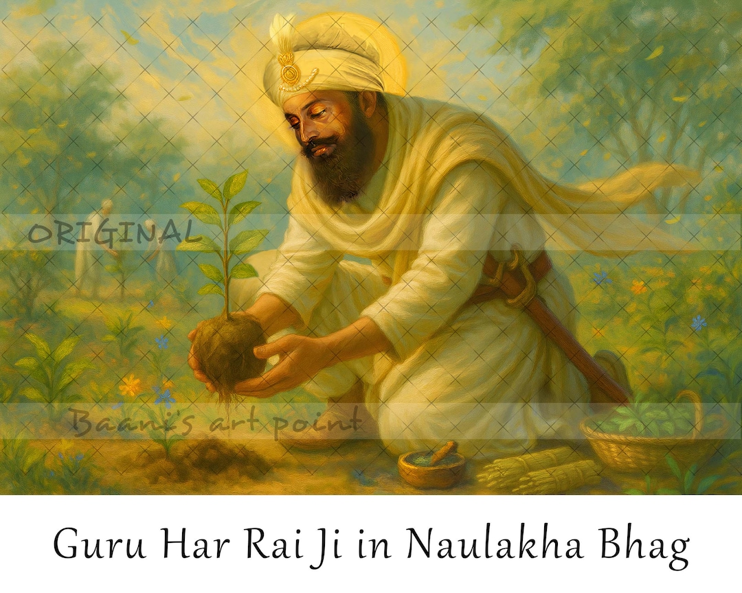 Guru Har Rai Ji Sikh Art: Naulakha Bhag Painting (digital Download) - Etsy