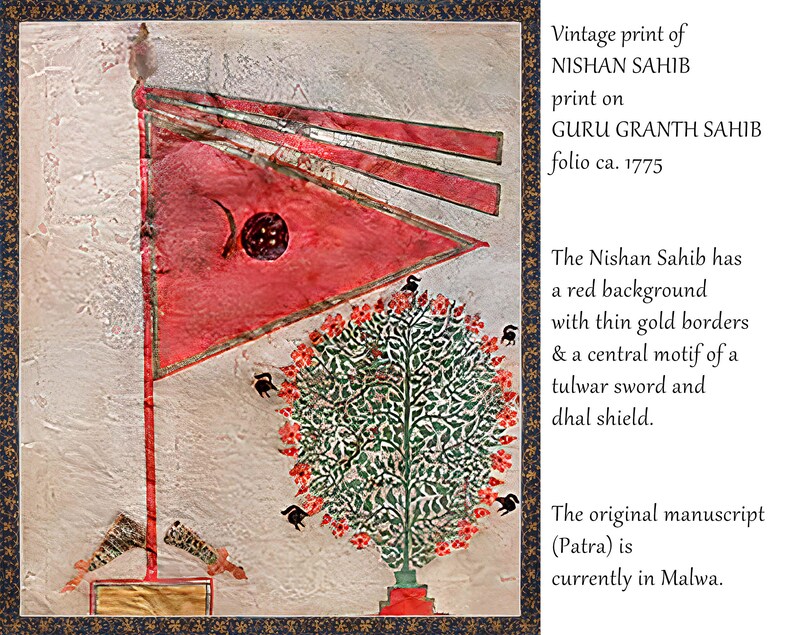 Vintage Print of Guru Granth Sahib Ji With NISHAN SAHIB Illustrated ...