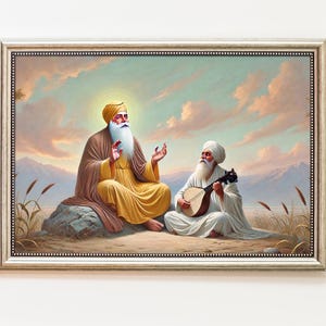 Guru Nanak Dev Ji and Bhai Mardana, Sikh Wall Art, Punjabi Home Decor ...