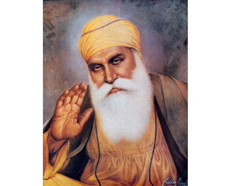 Guru Nanak Dev JI, Guru Gobind Singh Ji by Sobha Singh, Vintage Oil ...