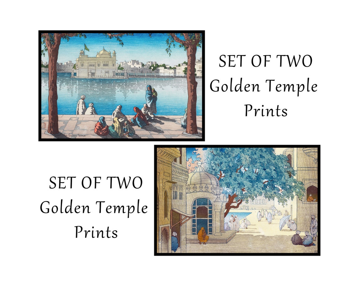 SET OF TWO Golden Temple Woodblock Prints by Charles W - Etsy