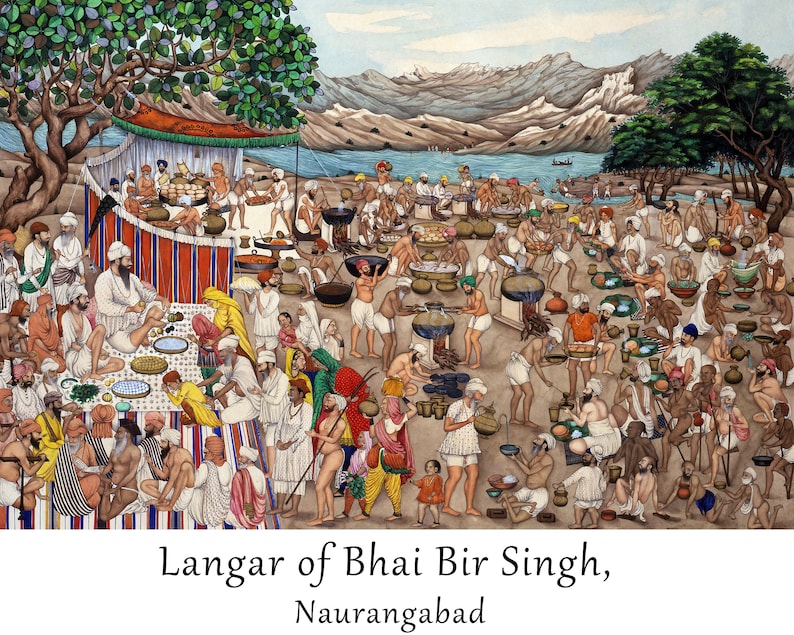 Baba Bir Singh's Langar, Vintage Painting, Punjabi Culture, Miniature ...