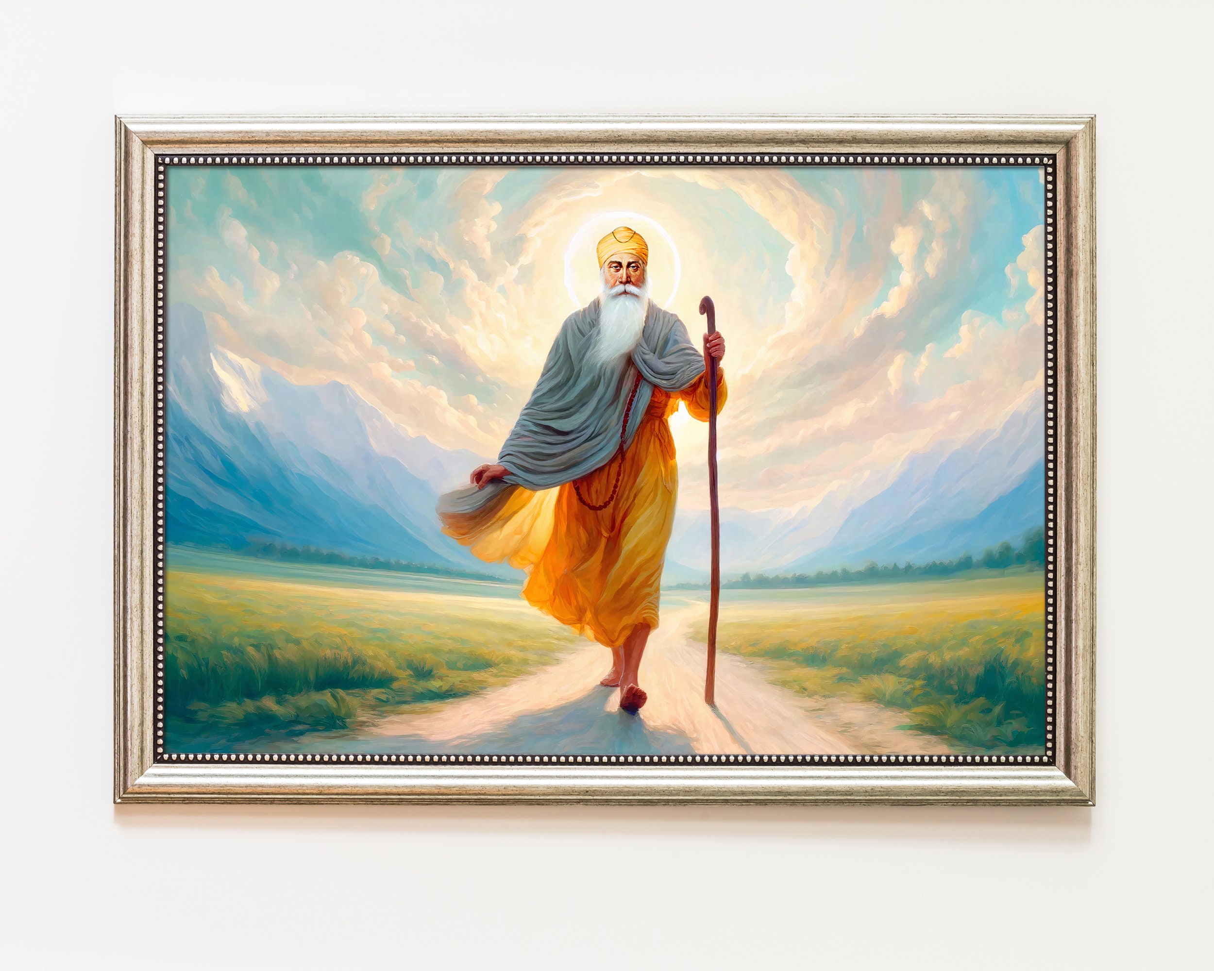 Guru Nanak Dev JI Maharaj, Sikh Wall Art, Punjabi Oil Painting, Udasis ...