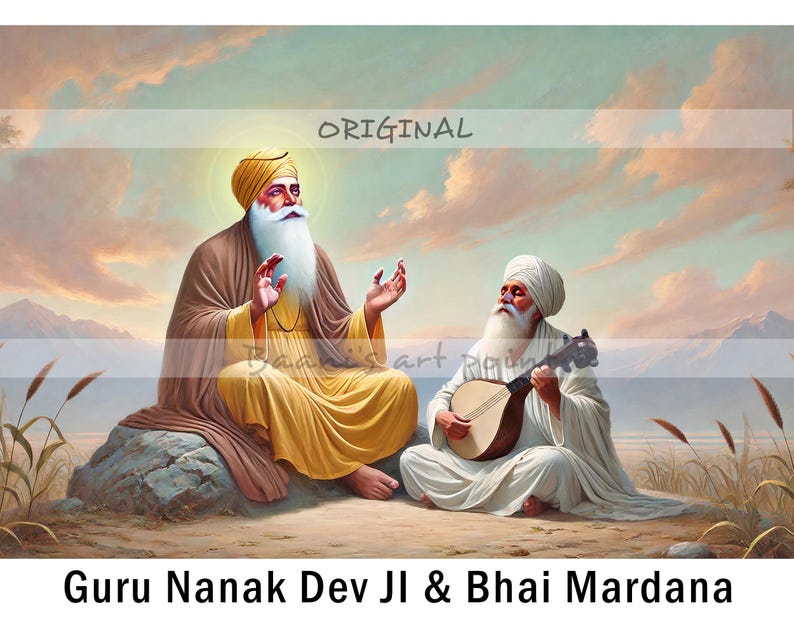Guru Nanak Dev Ji and Bhai Mardana, Sikh Wall Art, Punjabi Home Decor ...