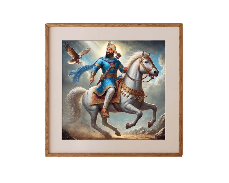 Guru Gobind Singh Ji Maharaj, Sikh Wall Art, Punjabi Painting, Interior ...