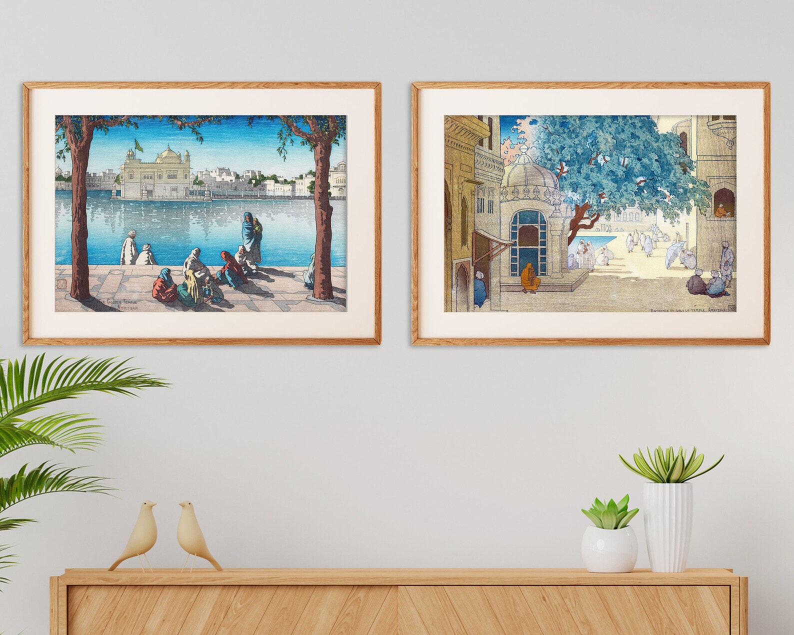 SET OF TWO Golden Temple, Woodblock Prints by Charles W Bartlett ...