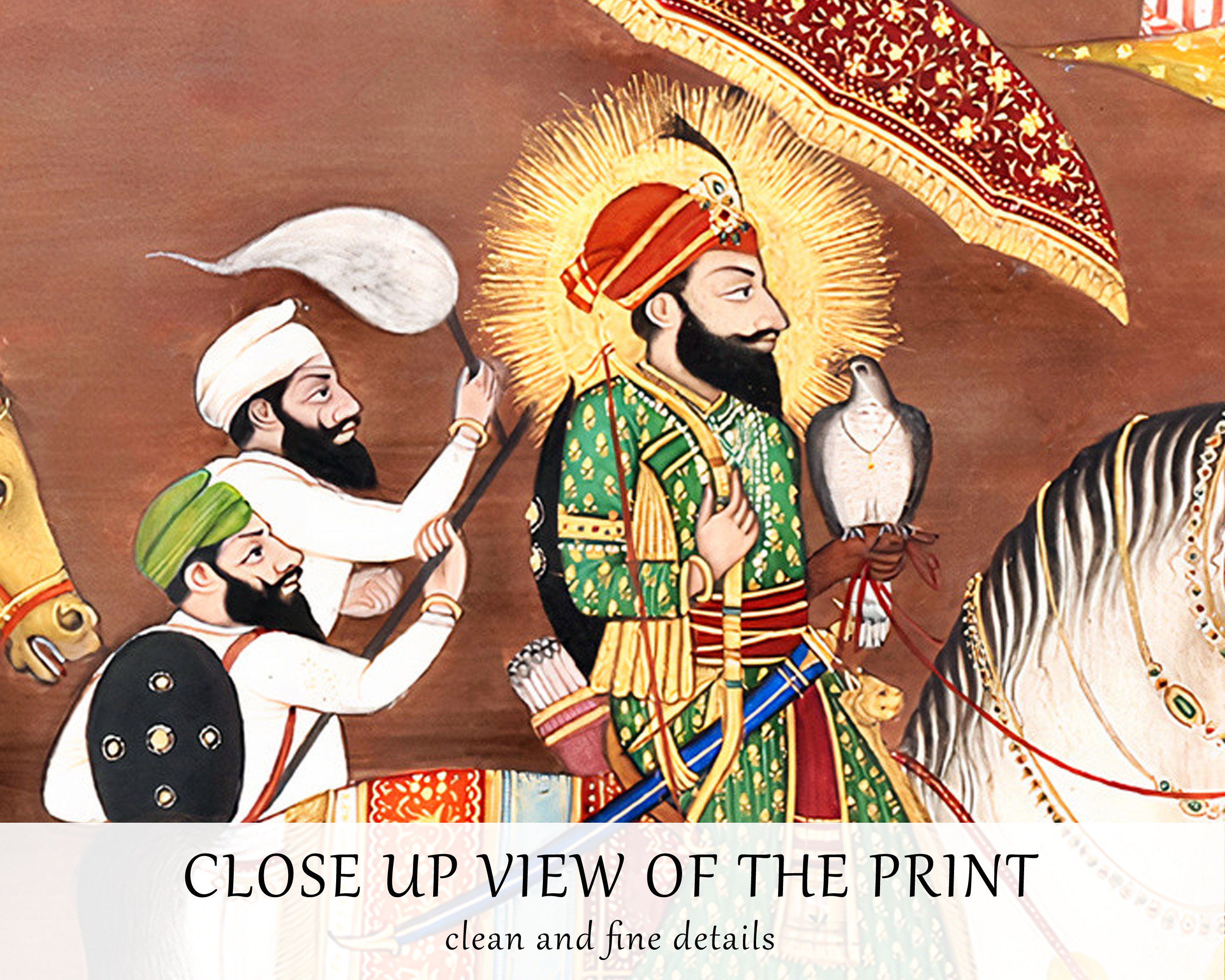 Guru Gobind Singh Ji & the Chaar Sahibzaade, Punjab Painting, Sikh Wall ...