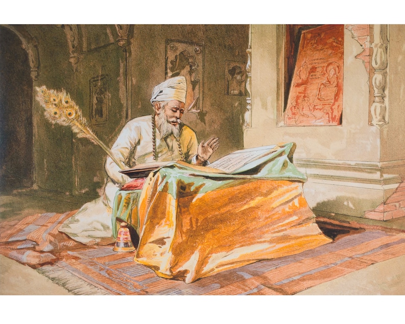 Siri Granth Sahib, Vintage Print of Punjab, Darbar Sahib, Amritsar ...