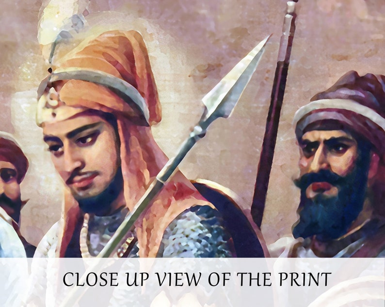 Guru Gobind Singh Ji, Battle of Chamkaur, Sahibzaade, Vintage Print ...