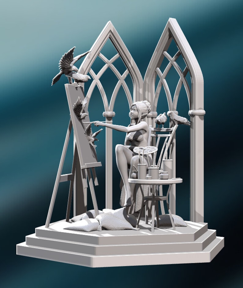 Diorama Dark Painter Cemetery 3D Print Figure STL Item Not Pyhsical - Etsy