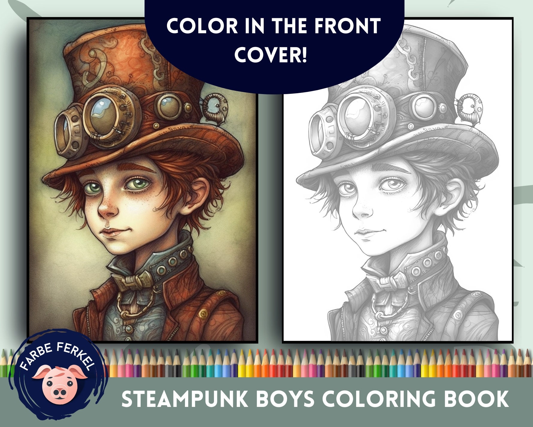 Steampunk Boys Coloring Book Grayscale Coloring Books Greyscale Colouring Adult Coloring Books ...