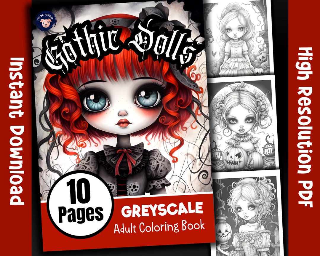 Gothic Dolls Adult Coloring Book Gothic Girl Coloring Goth Coloring ...