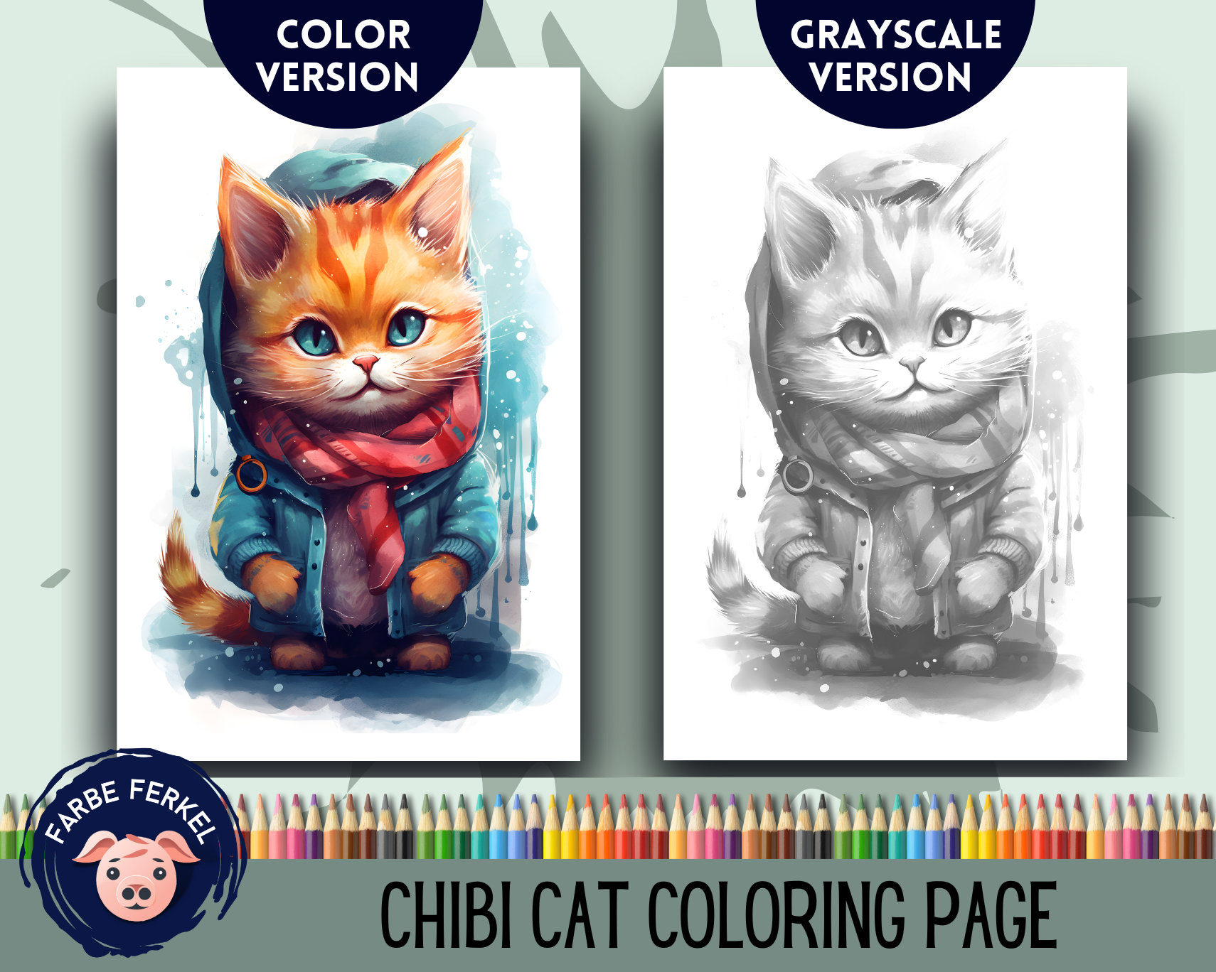 Chibi Cat Coloring Page Cat to Print and Color Cat - Etsy UK