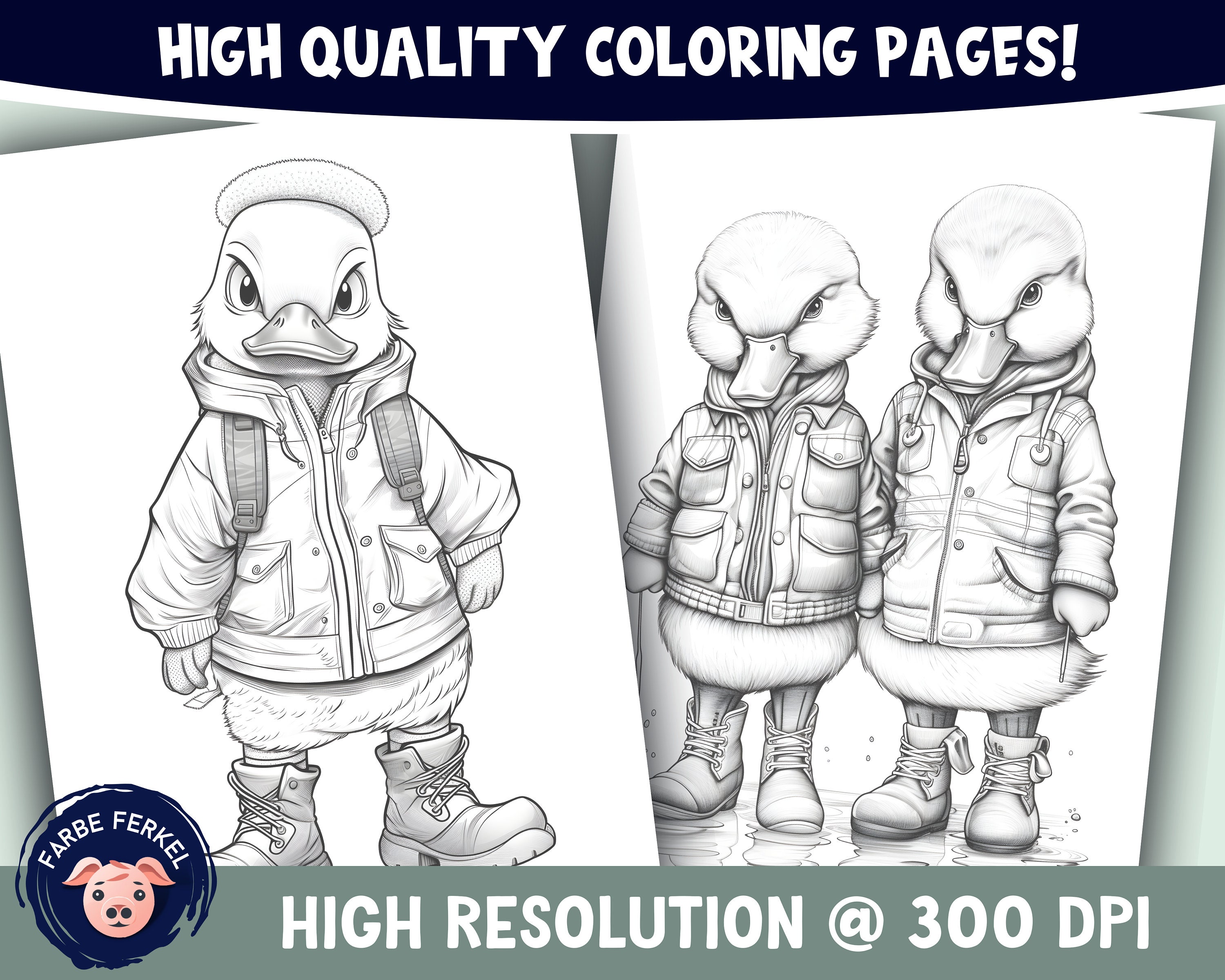 Grumpy Ducks Greyscale Coloring Book Funny Coloring Book Funny Coloring ...