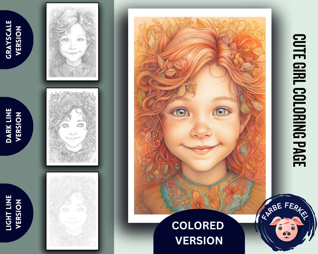 Cute Girl Coloring Page Coloring Pages Digital Coloring Etsy Cute Girl Coloring Page Coloring Pages Digital Coloring Etsy